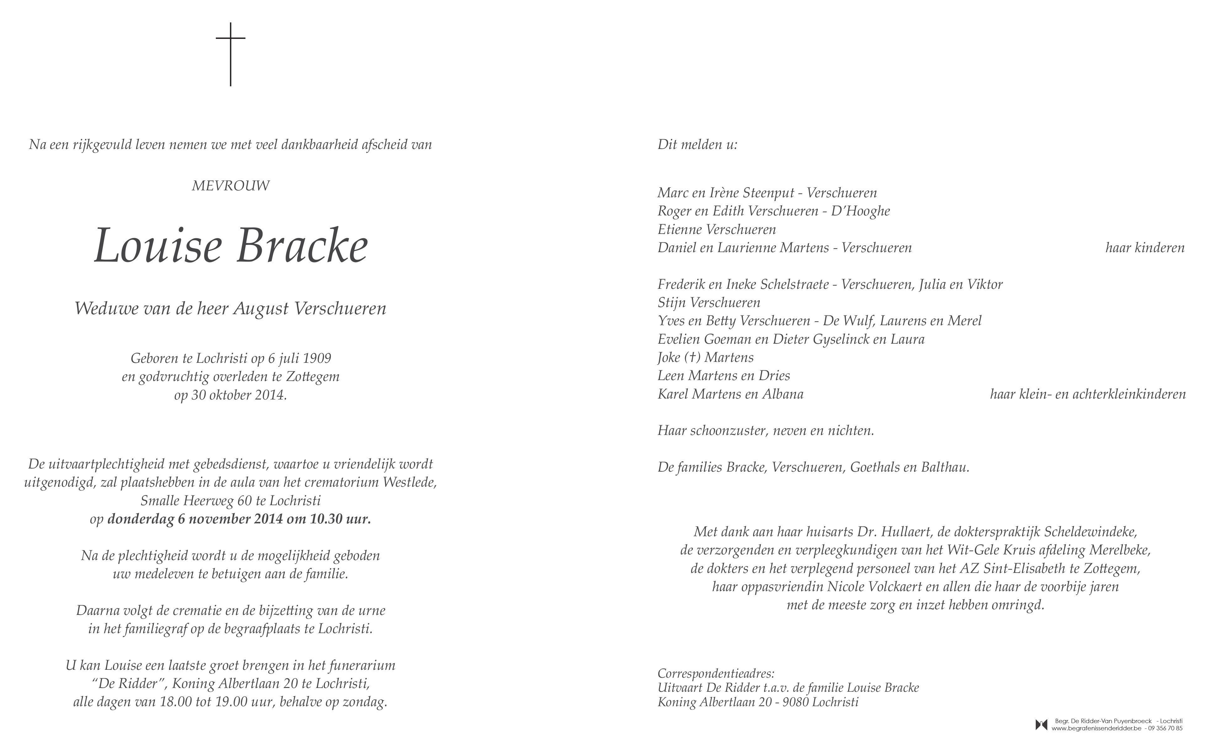 Rouwbrief Louise Bracke Ltg´s Blog